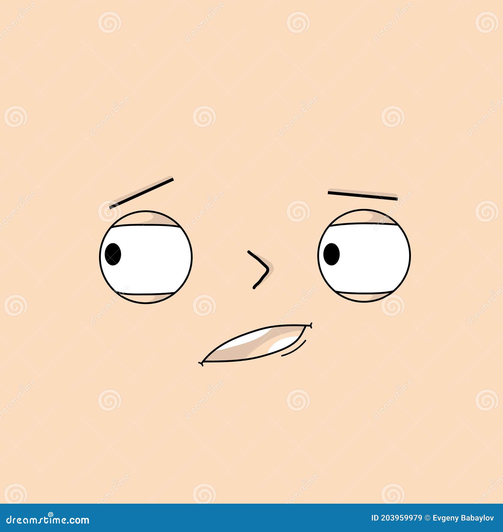 Confused, Sad Face with Expressive Emotions - Vector Stock Vector ...