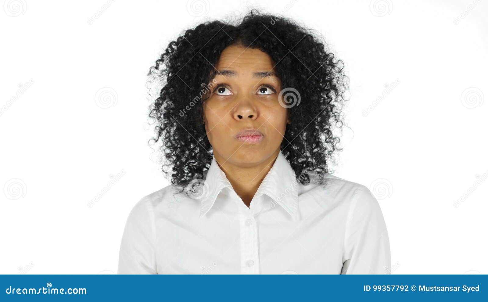 Confused Scared Black Woman Stock Photo - Image of race, freelancer ...