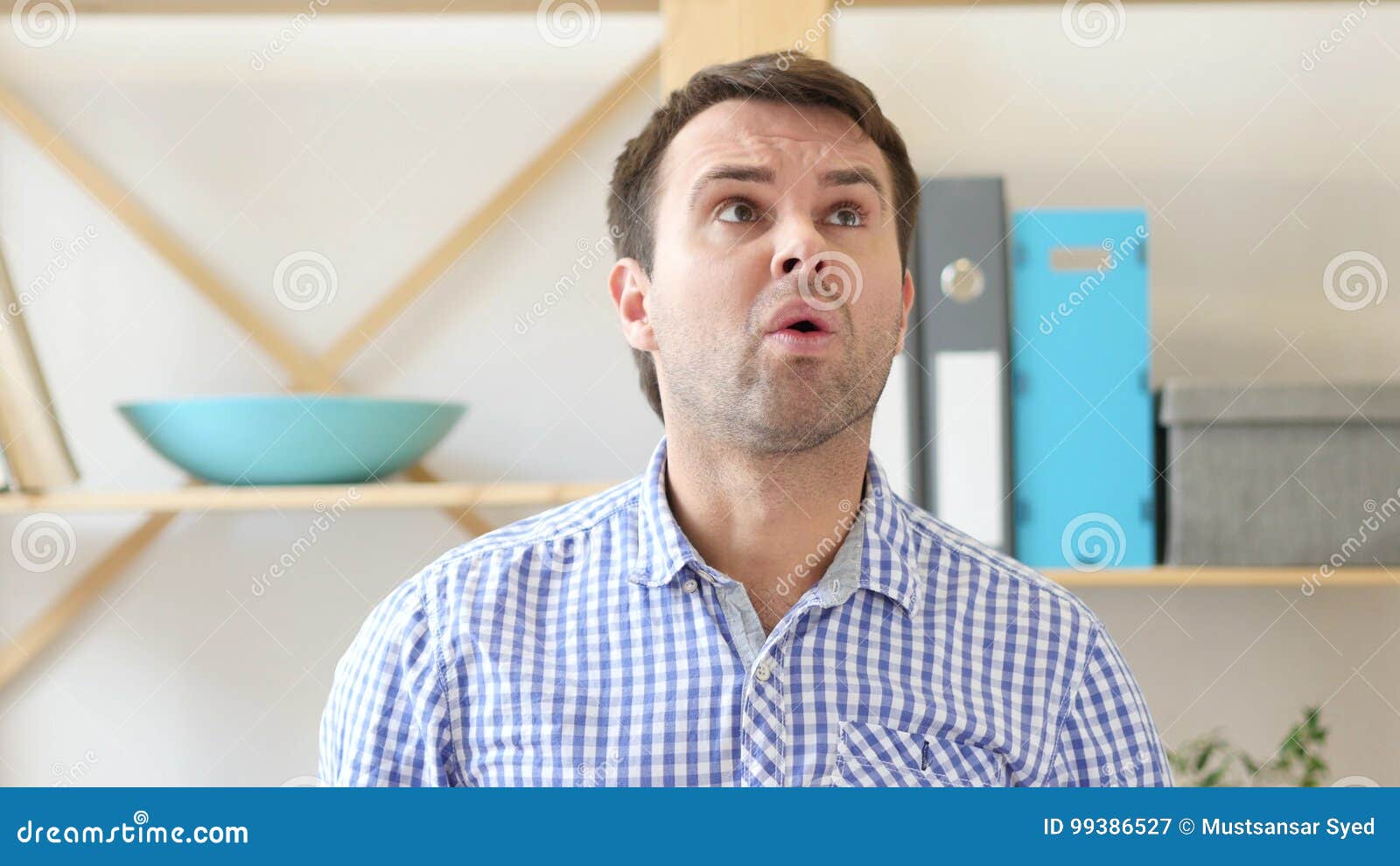 Confused Scared Man, Social Problems Stock Image - Image of camera ...