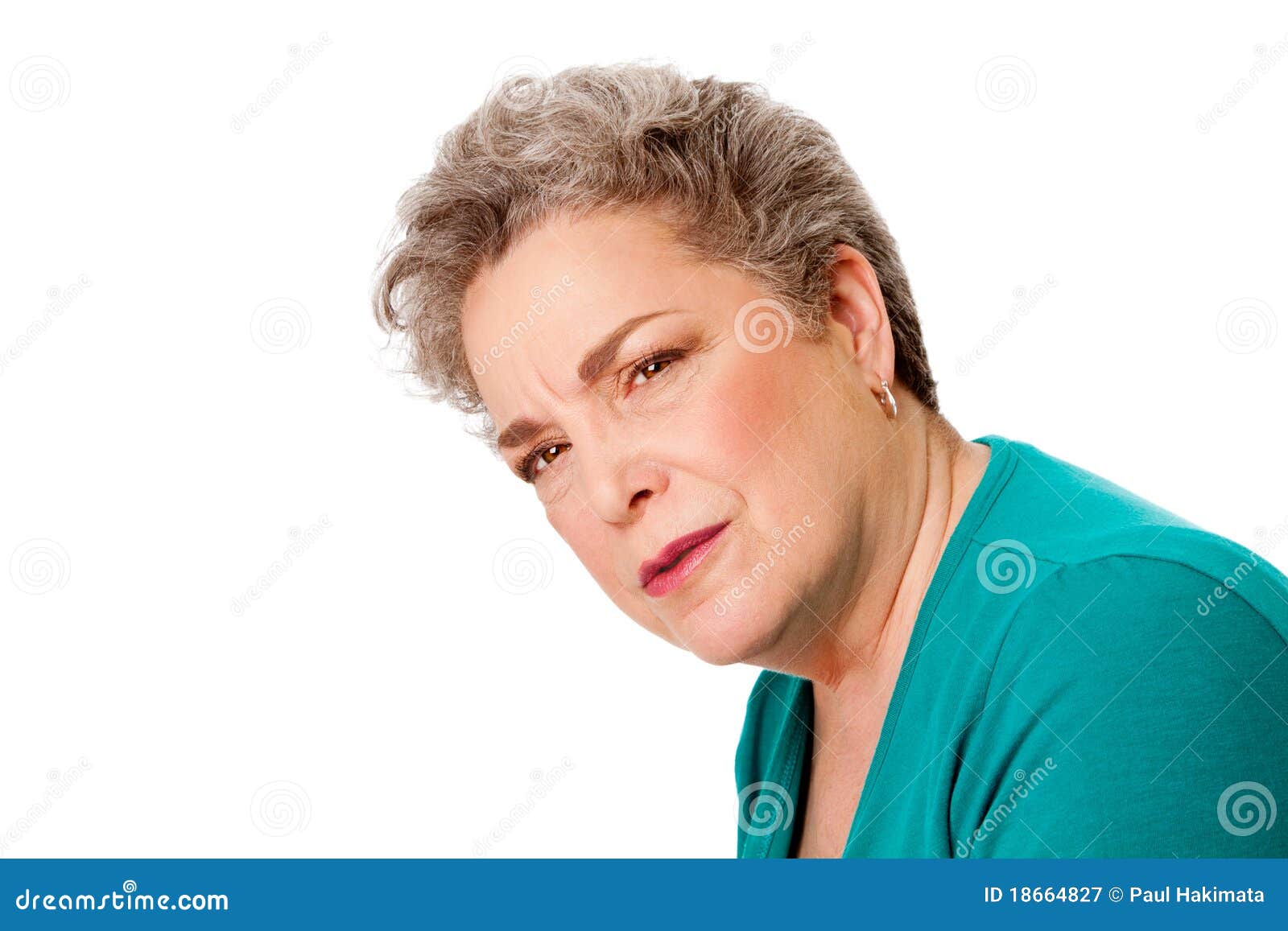 Confused senior woman stock image. Image of female, gray - 18664827