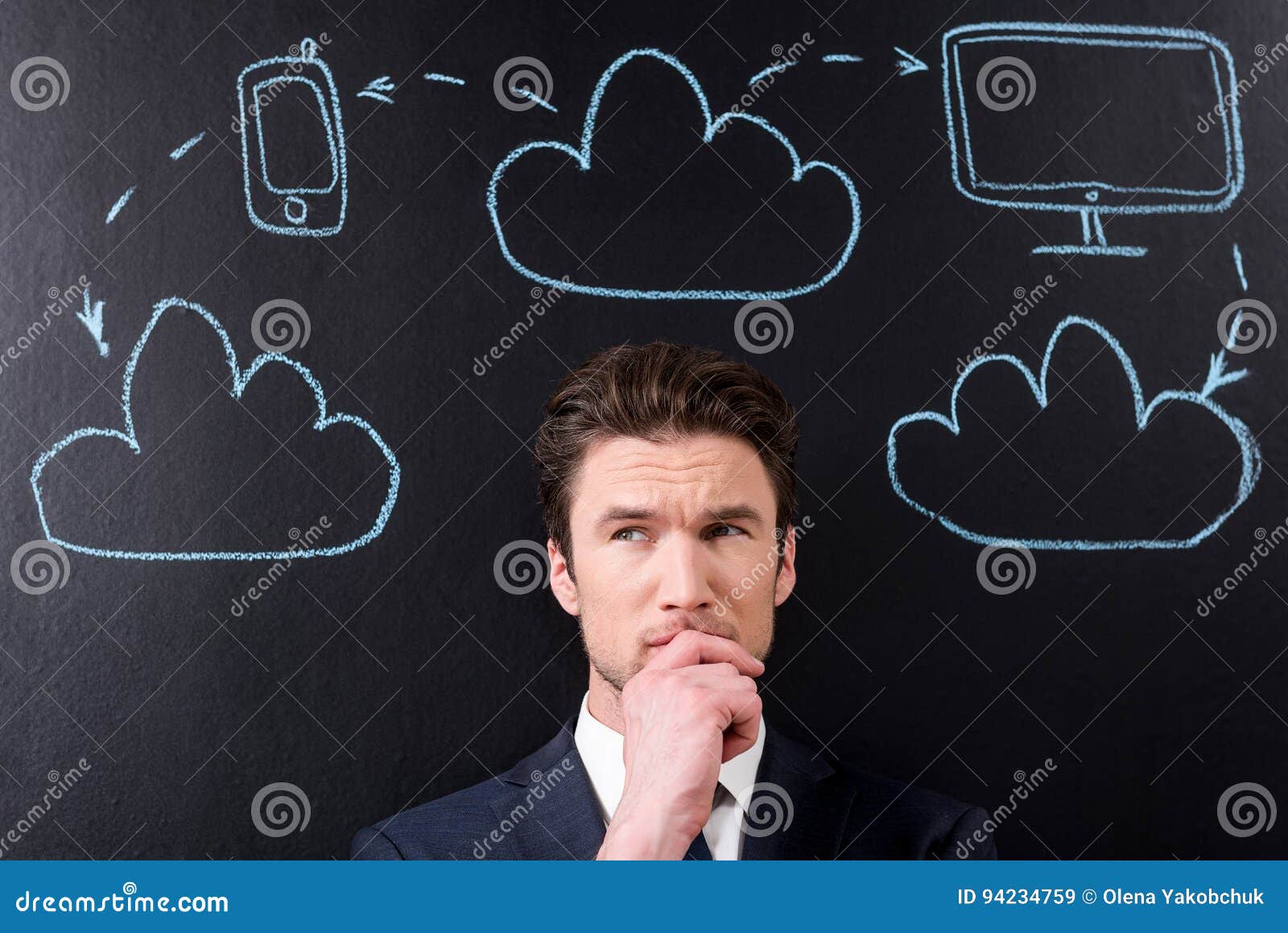 Confused Smart Developer Man is Thinking about Project Stock Image ...