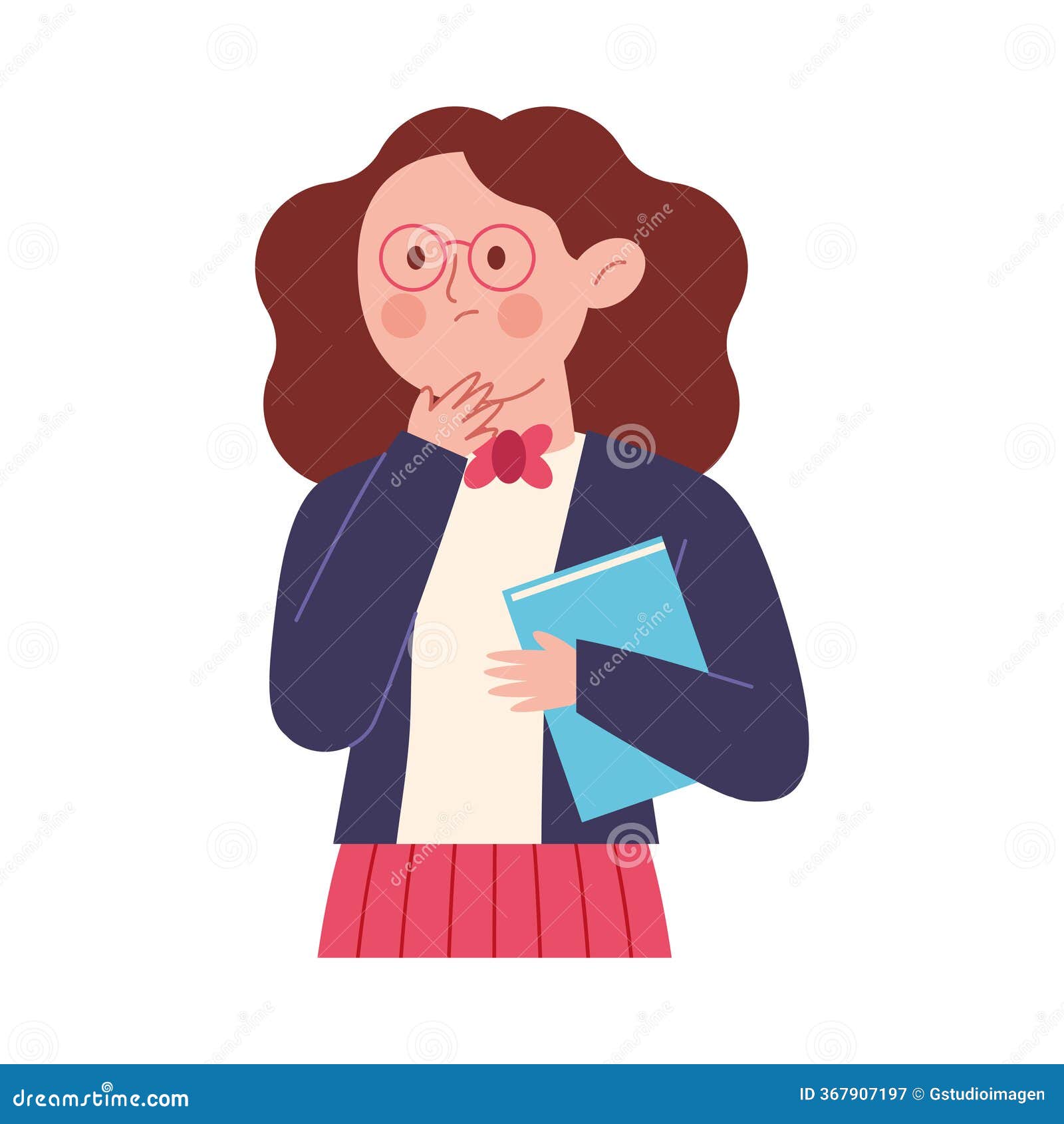 Confused Student Girl Vector Illustration | CartoonDealer.com #288179112