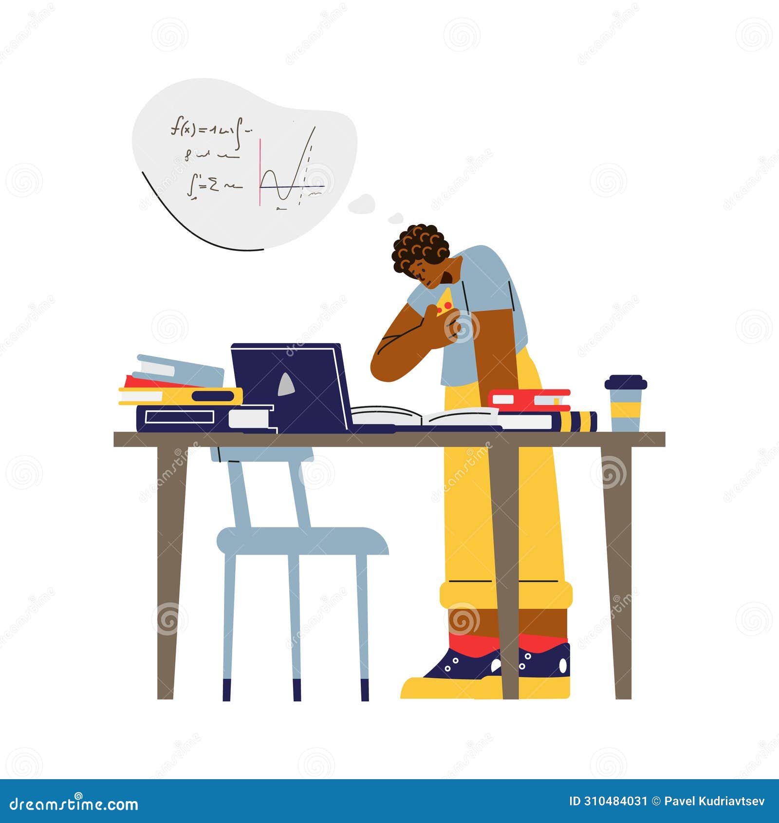 Confused Student Studying Vector Stock Vector - Illustration of ...
