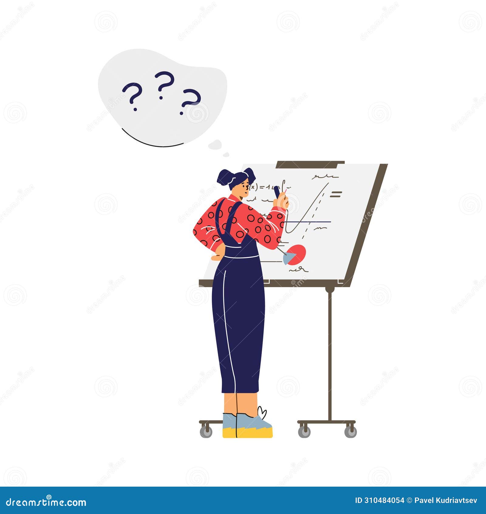 Confused Student at Whiteboard Vector Illustration Stock Vector ...