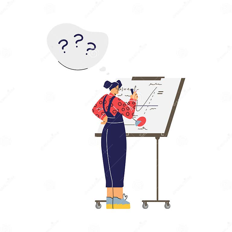 Confused Student at Whiteboard Vector Illustration Stock Vector ...