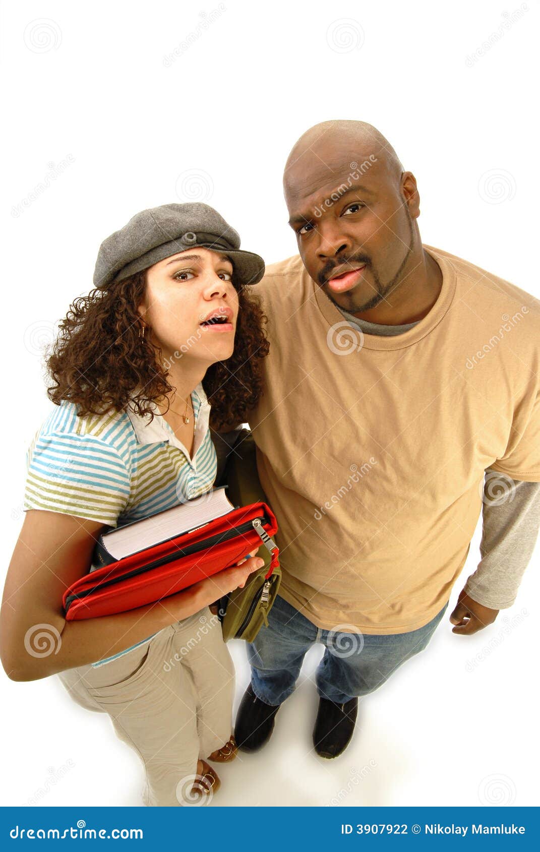 Two Confused Students In Library Learning Education Material Stock ...