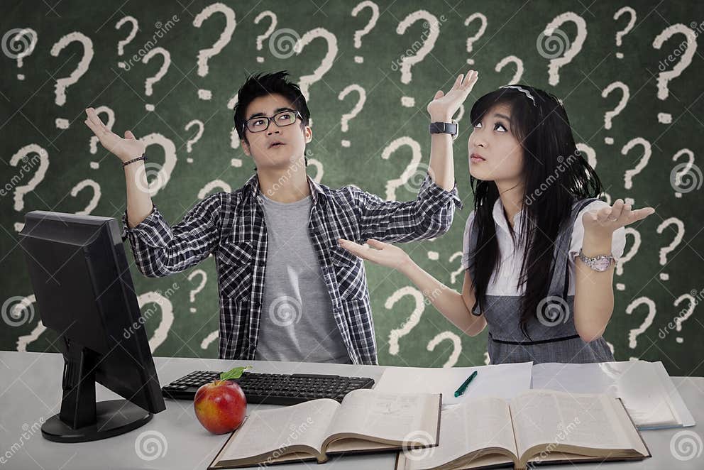 Confused Students Having Questions Stock Photo - Image of school ...