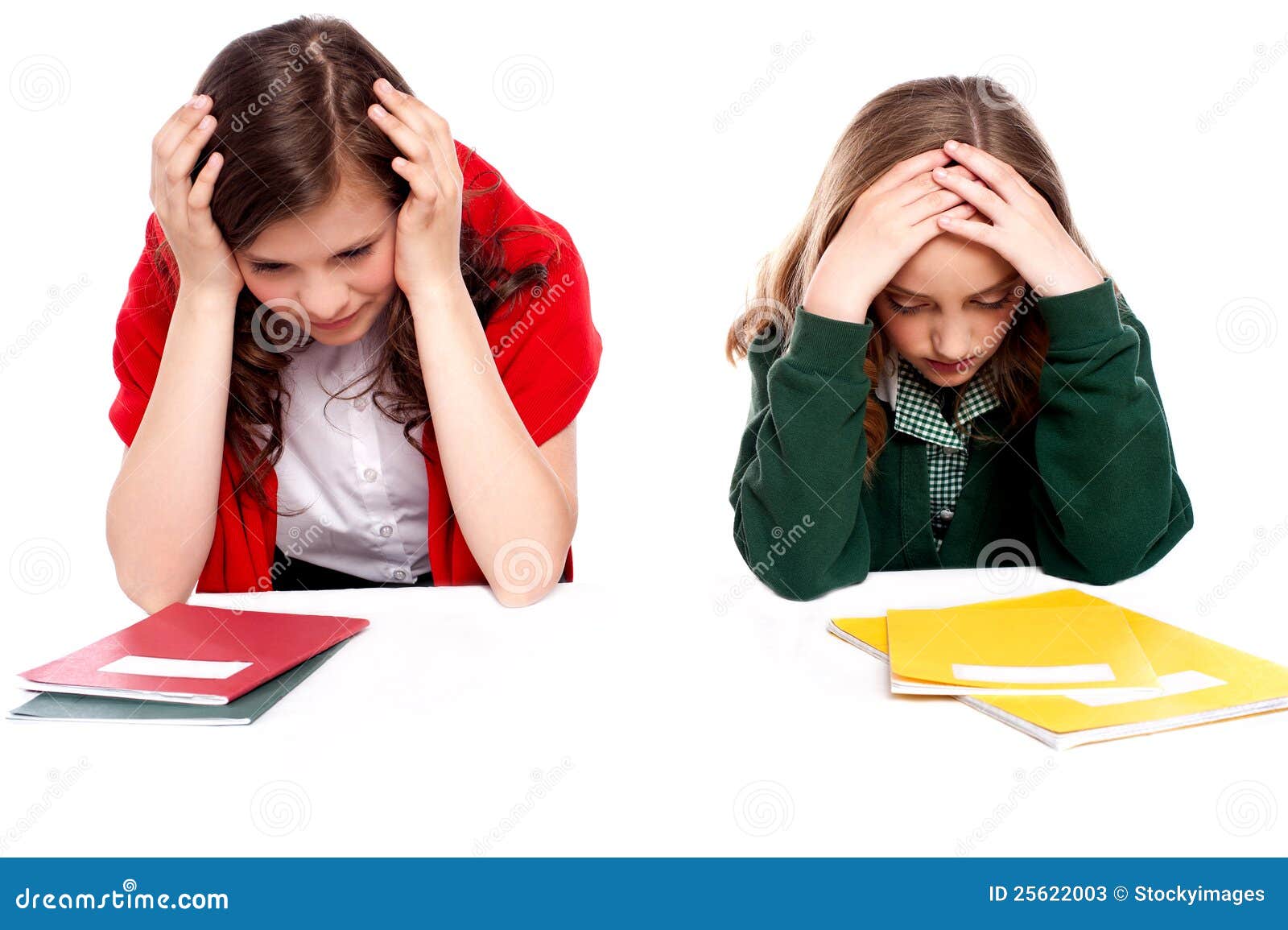 Two Confused Students In Library Learning Education Material Stock ...