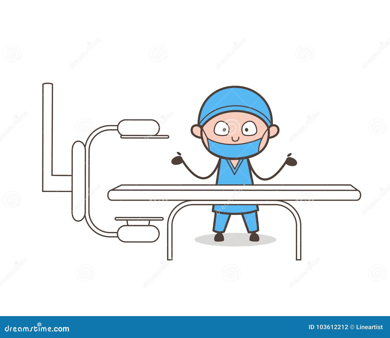 Confused Surgeon Thinking How To Operate CT Scan Machines Vector Stock ...