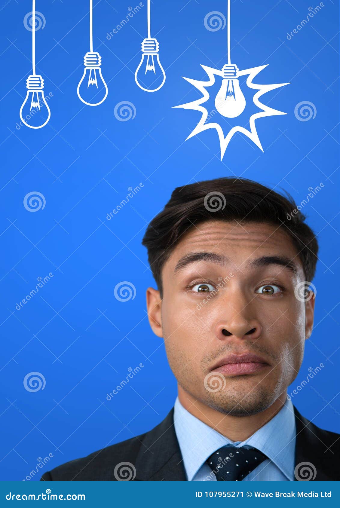 Confused or Surprised Man with Bulbs Stock Illustration - Illustration ...