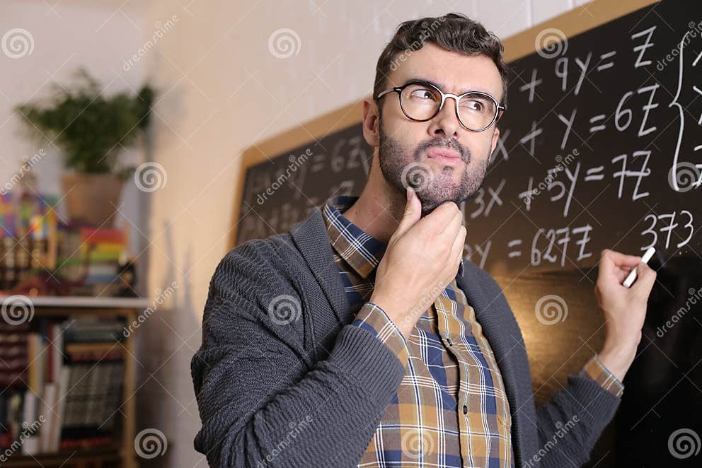 Confused Teacher Looking for a Solution Stock Photo - Image of college ...