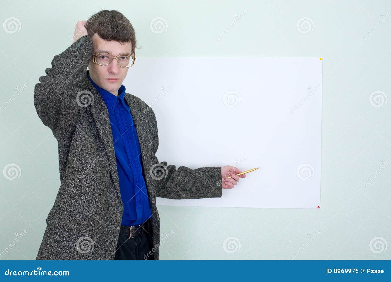 Confused Teacher Showing on the Poster Stock Image - Image of person ...