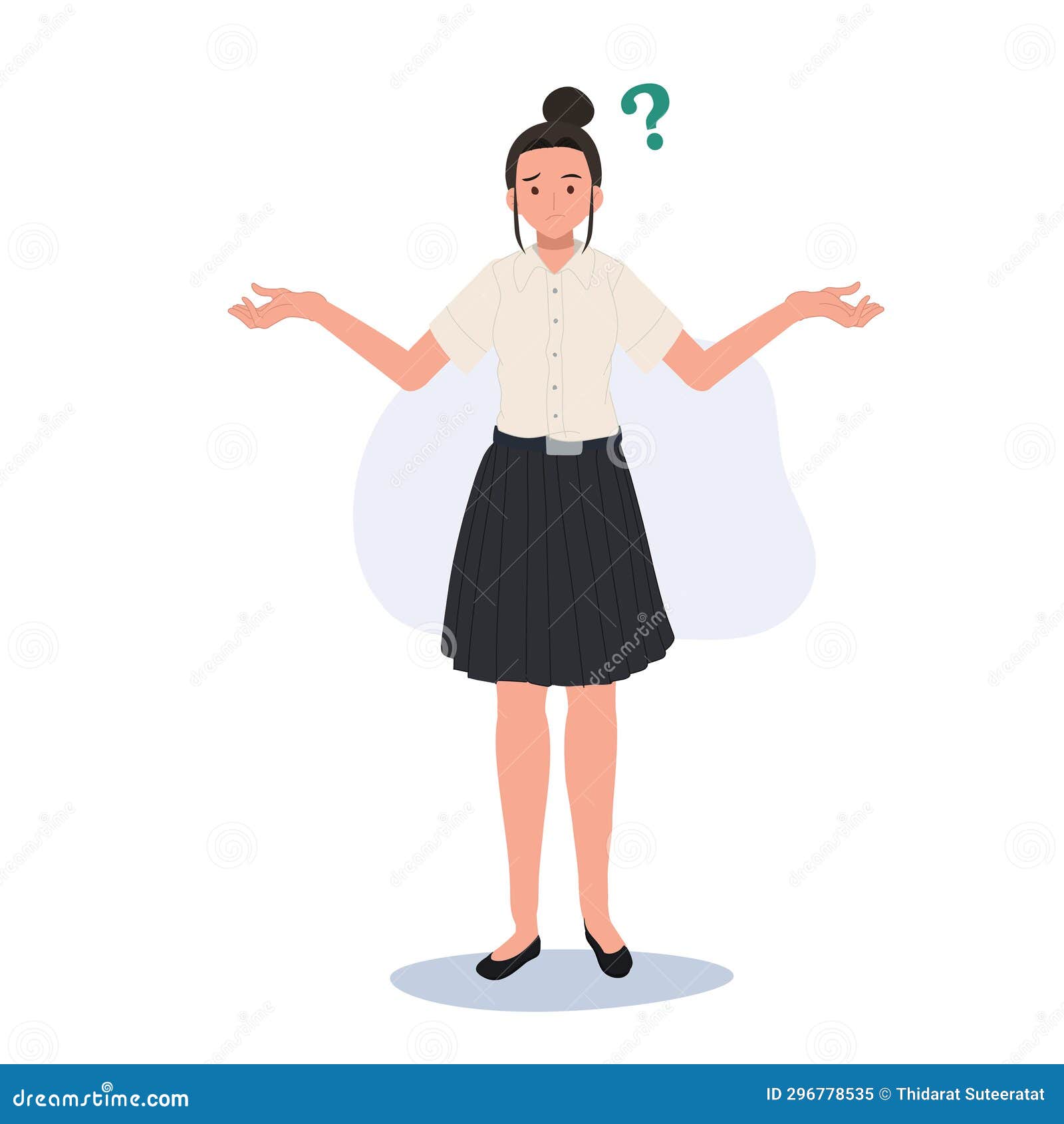 Confused Thai University Student in Uniform with Question Mark Stock ...