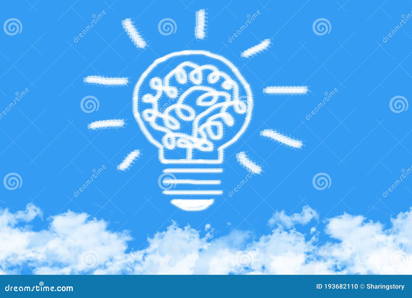 Confused Think Bulb Cloud Shaped on Blue Sky Stock Illustration ...