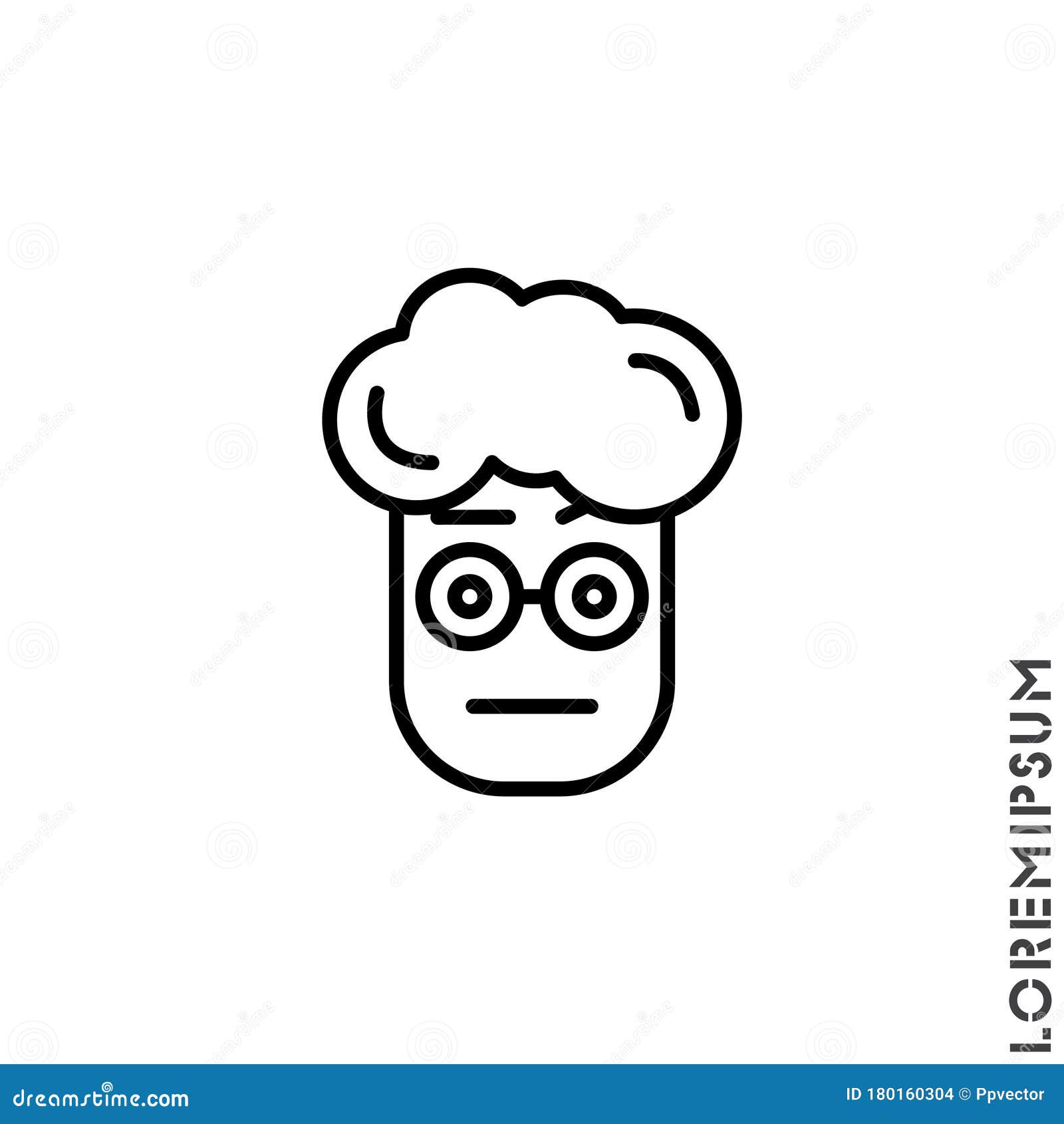 Confused Thinking Emoticon Boy, Man Icon Vector Illustration. Outline ...