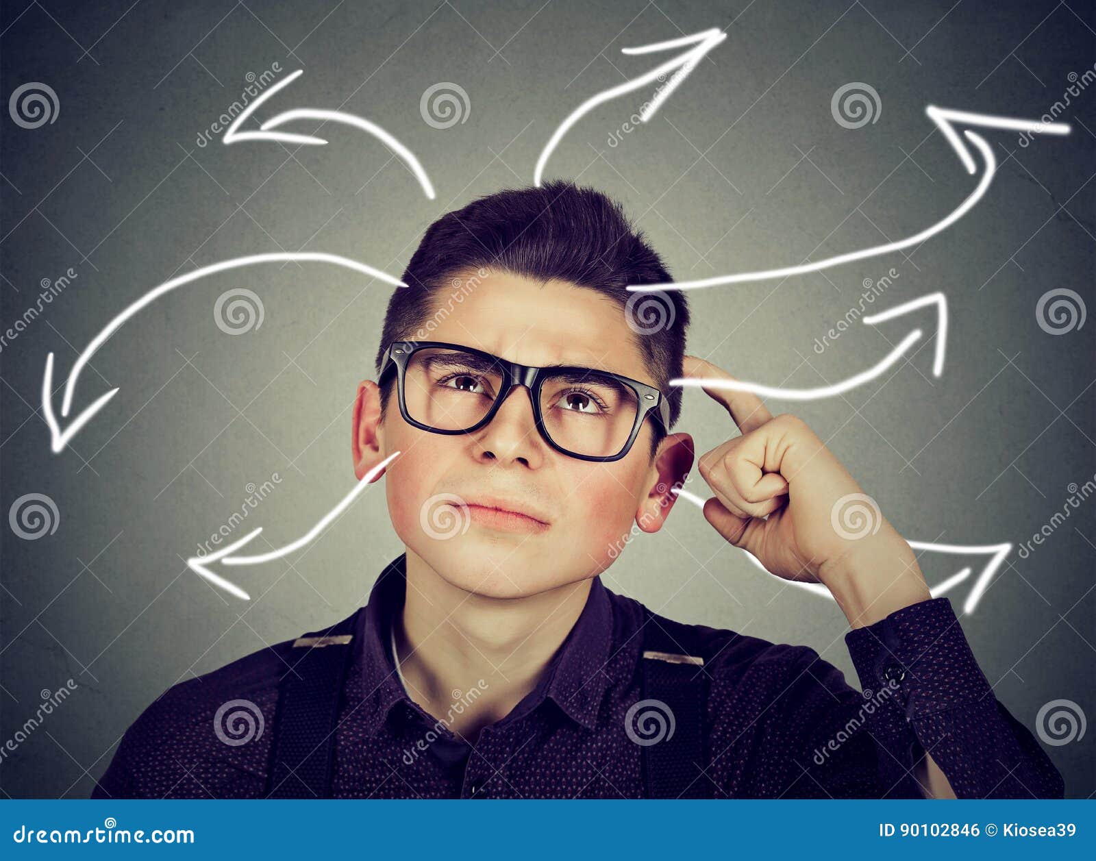 Confused Thinking Man Bewildered Scratching His Head Looking Up Stock ...