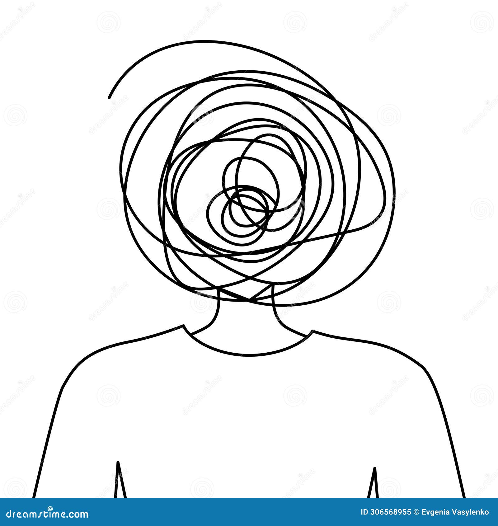 Confused Thoughts Linear Drawing Vector Illustration. Personality ...