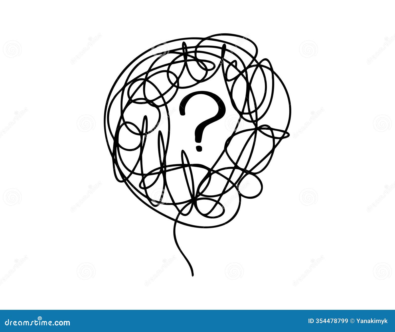 Confused Thoughts Tangle Bubble with Question Mark Doodle Hand Drawn ...