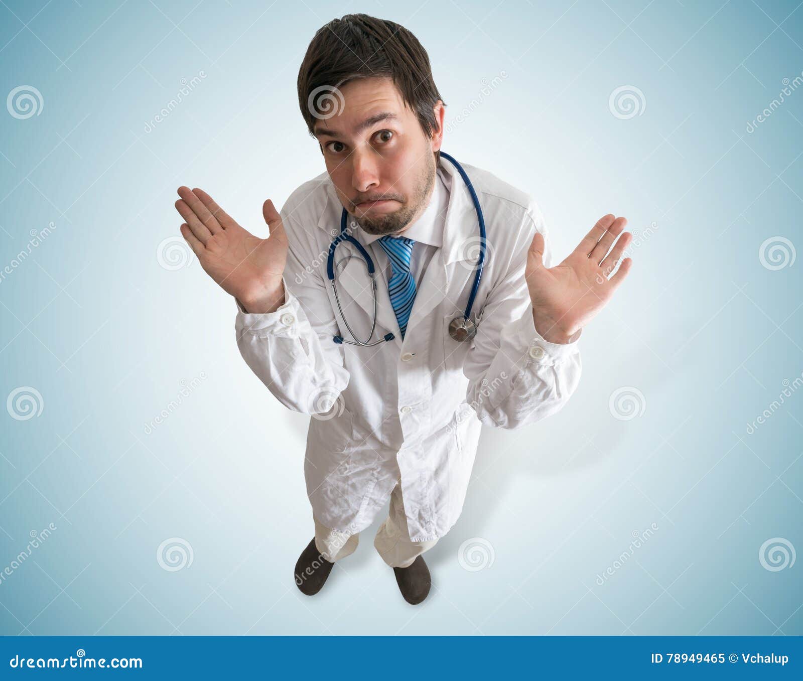 Confused, Uncertain and Unsure Doctor Apologizes Stock Image - Image of ...