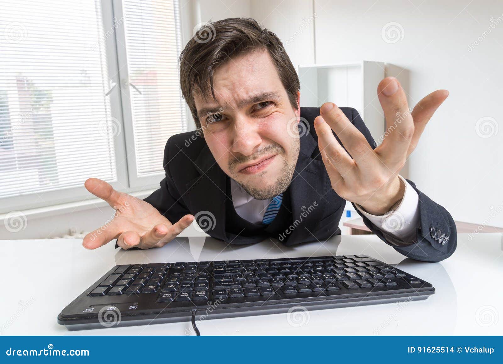 Confused and Unsure Man is Working with Computer Stock Photo - Image of ...