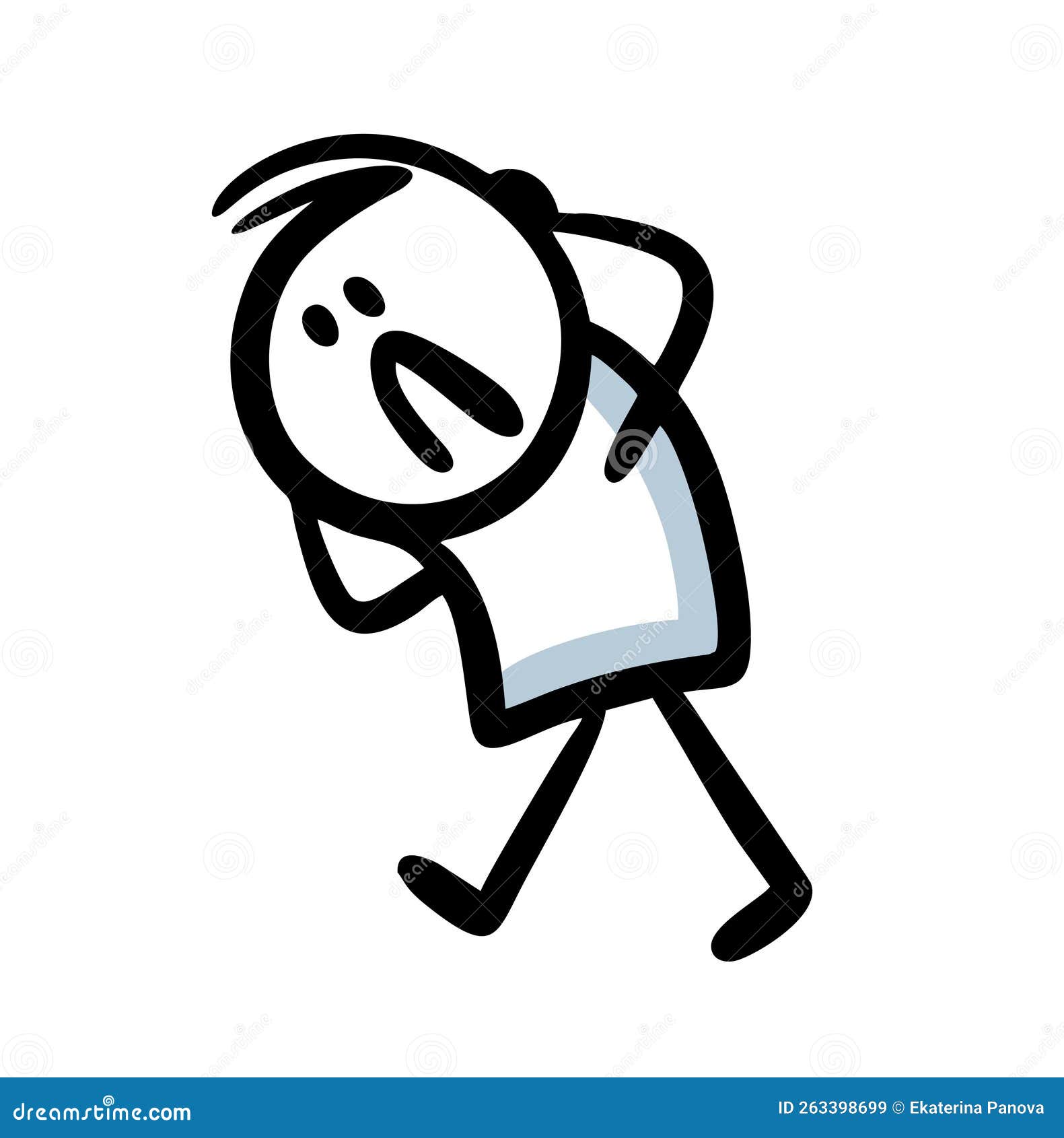 Unfortunate Upset Stickman Is Shackled To The Wall. Vector Illustration ...