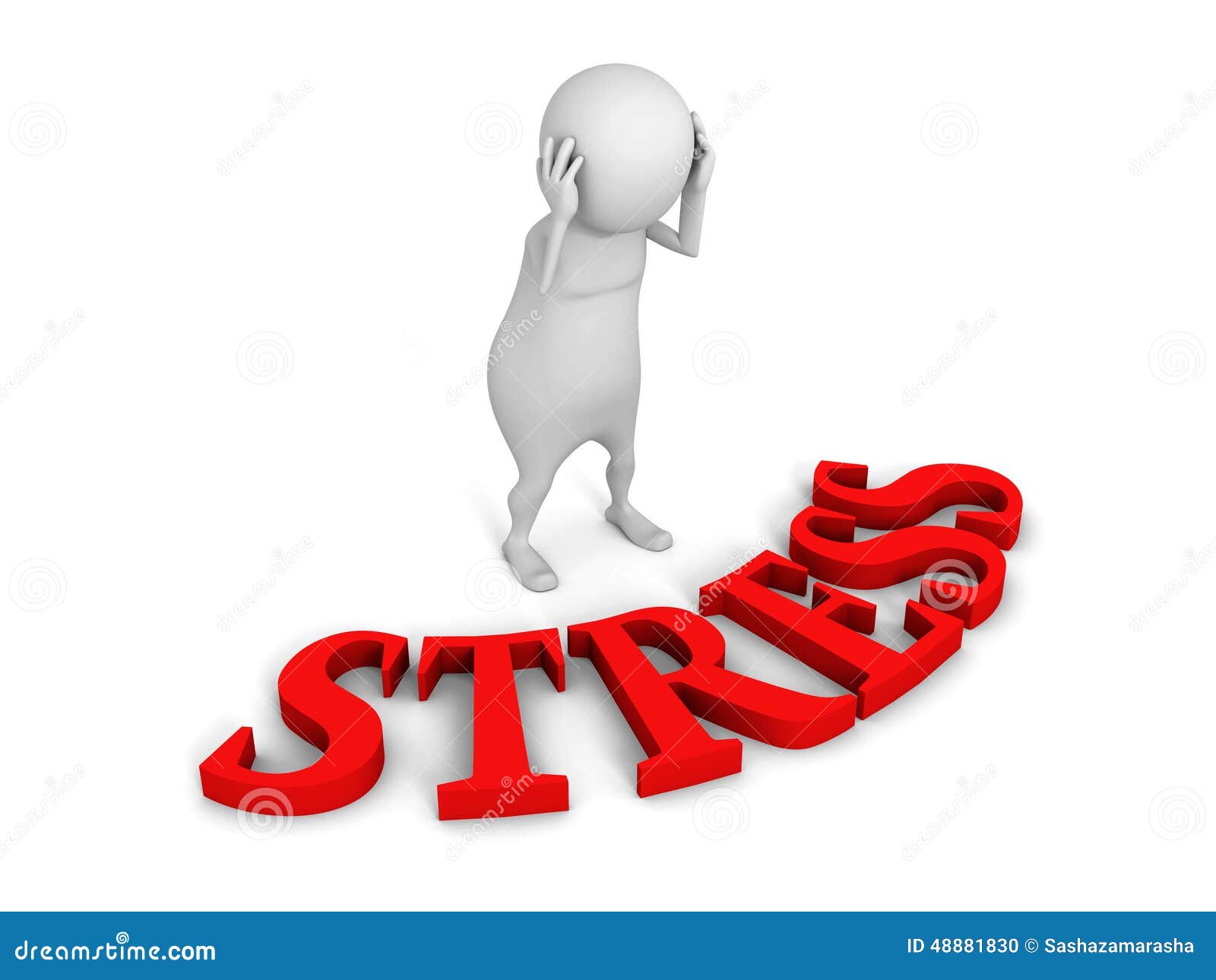 Confused White 3d Man with Red STRESS Text Word Stock Illustration ...