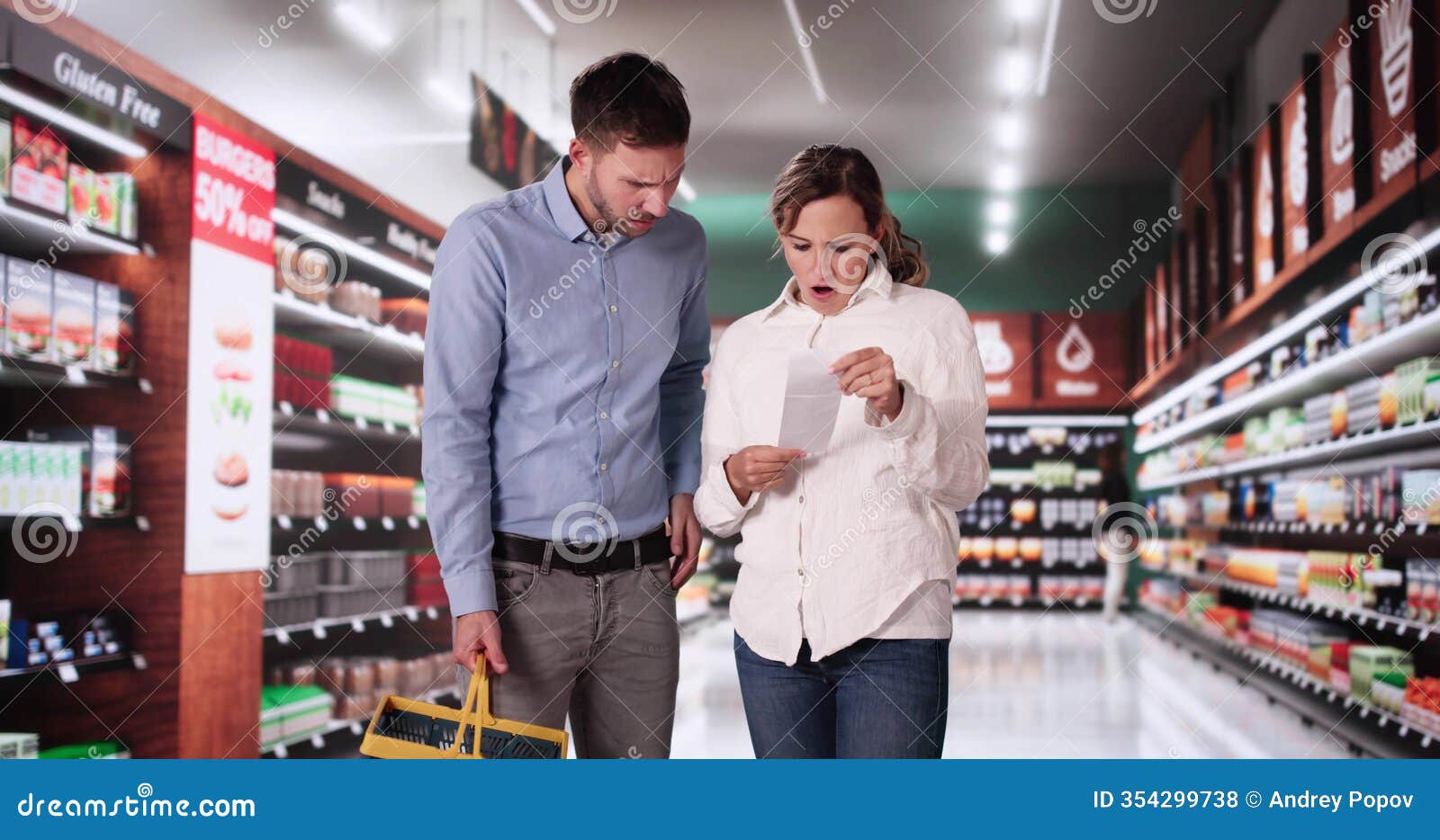Confused Woman Checking Confused Receipt Stock Photo - Image of receipt ...