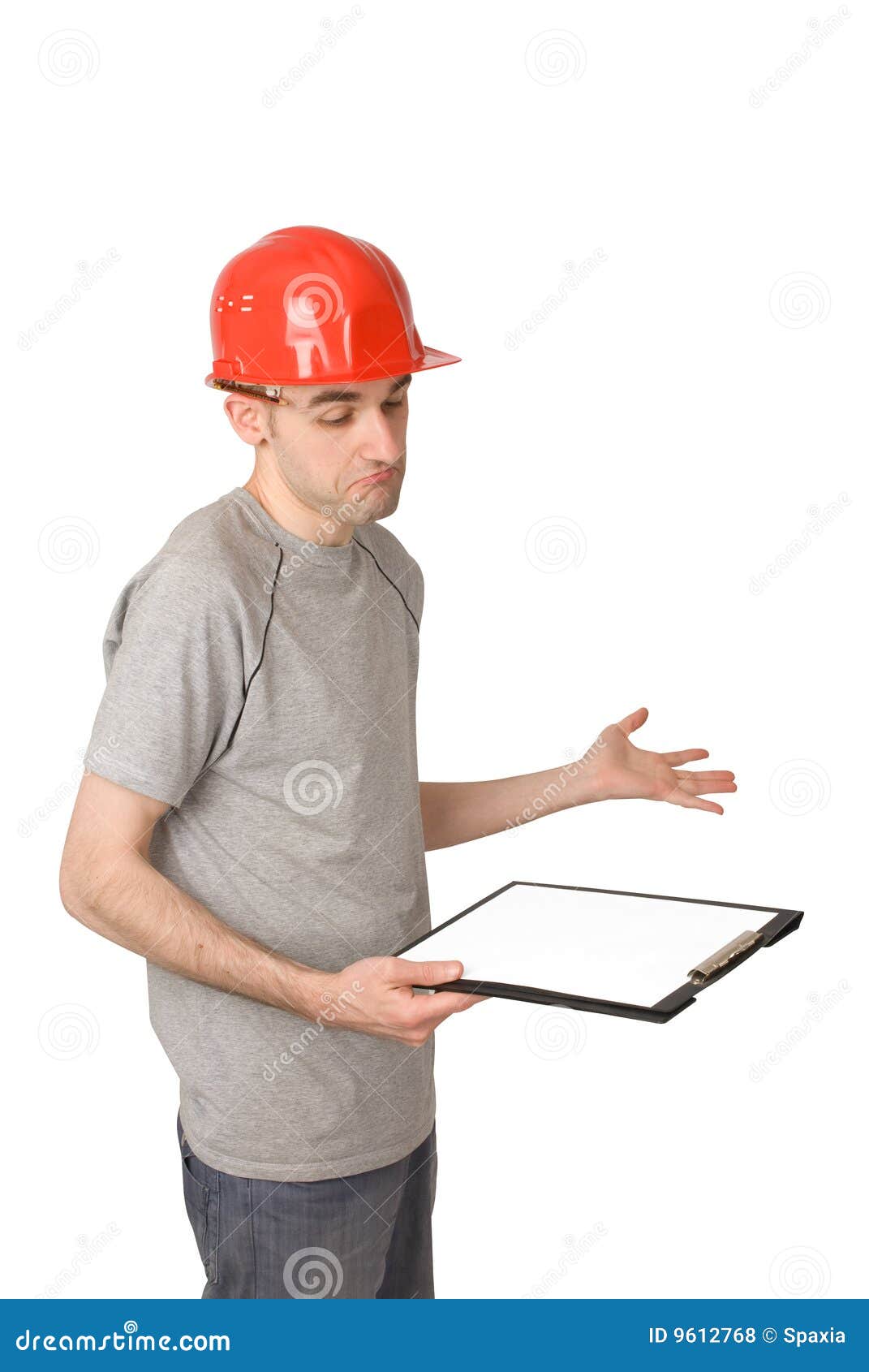 Confused worker stock photo. Image of helmet, person, mature - 9612768
