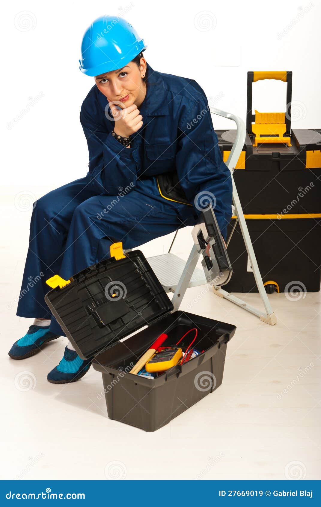 Confused worker woman stock image. Image of holding, confused - 27669019