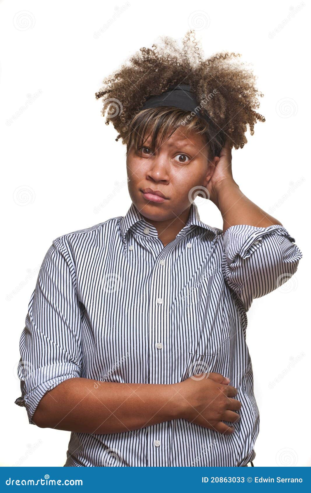 Confused Young African Woman Stock Image - Image of standing, scared ...
