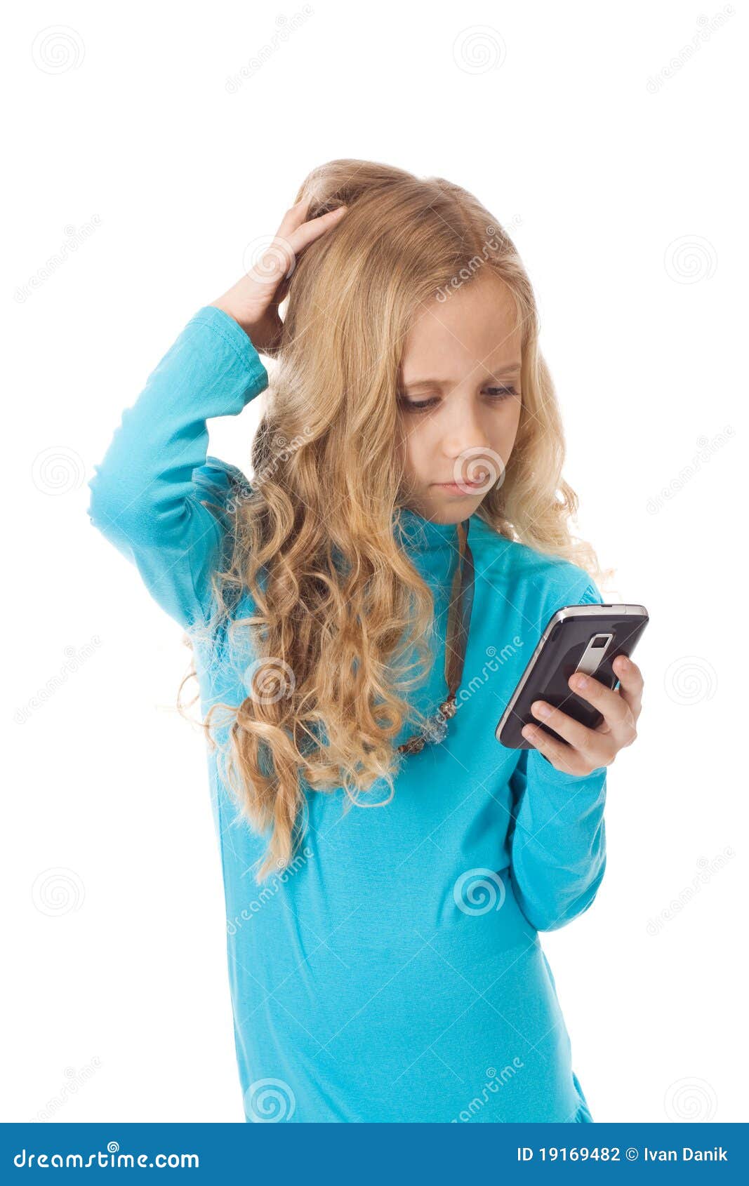 Confused young girl stock photo. Image of blue, howto - 19169482