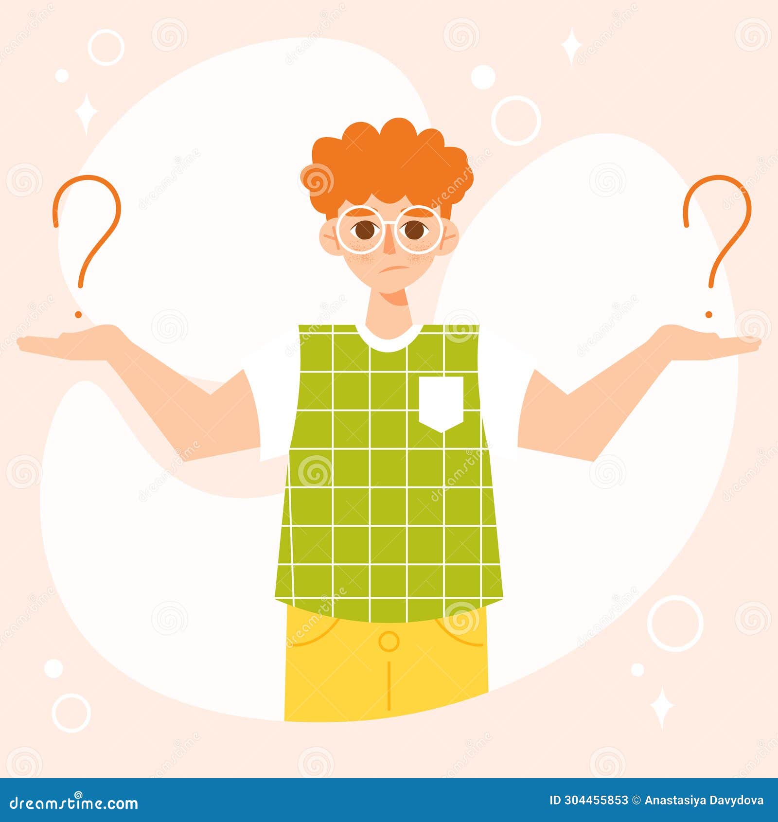 Confused Young Guy Thinking and Making Choice. Vector Character in Flat ...