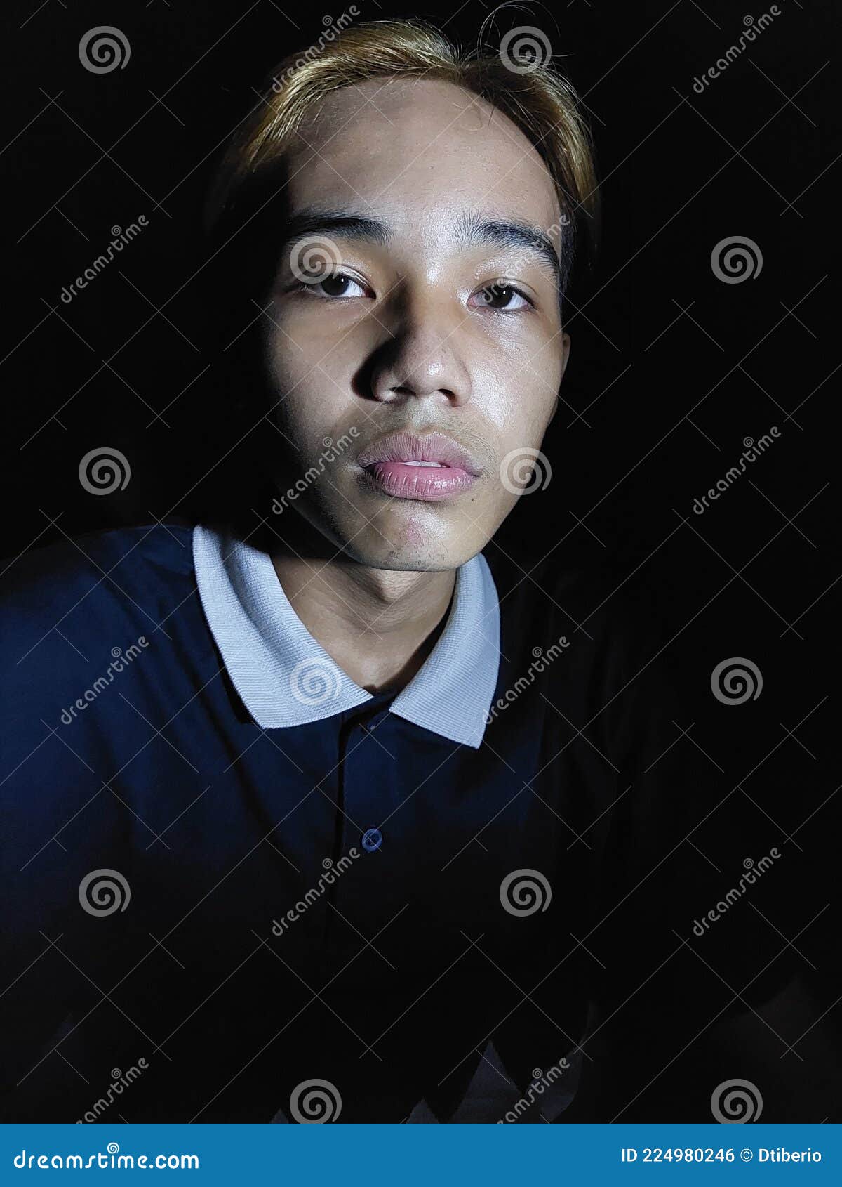Confused Young Male Man in Dark Stock Photo - Image of uncertain ...