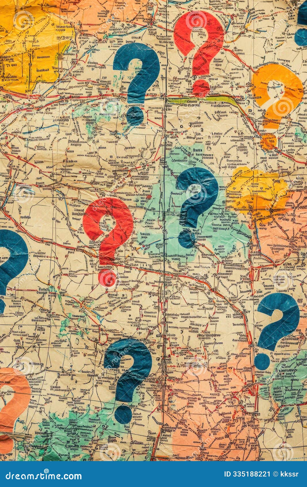 Confusing Map, A Confusing Map Covered With Unclear Directions, Dotted ...