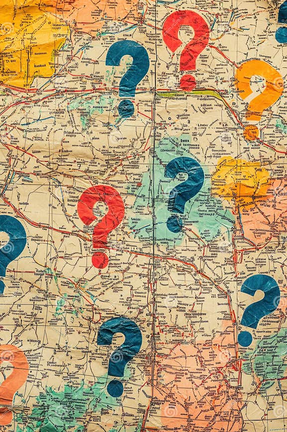 Confusing Map, a Confusing Map Covered with Unclear Directions, Dotted ...