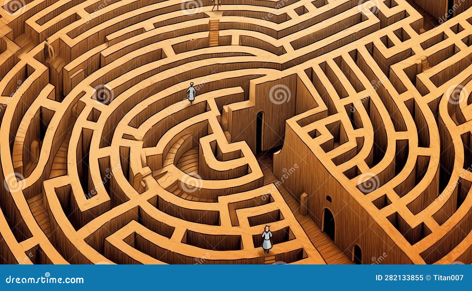 Brown Labyrinth that Hard To Found Exit. AI-generated. Stock ...