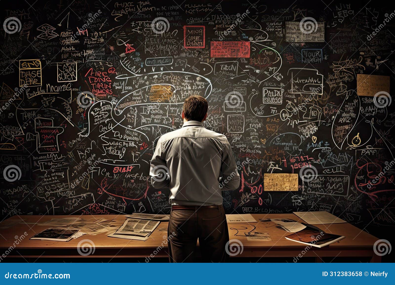 Confusion: Man with His Mind Confused, Thinking Mess Over Blackboard ...