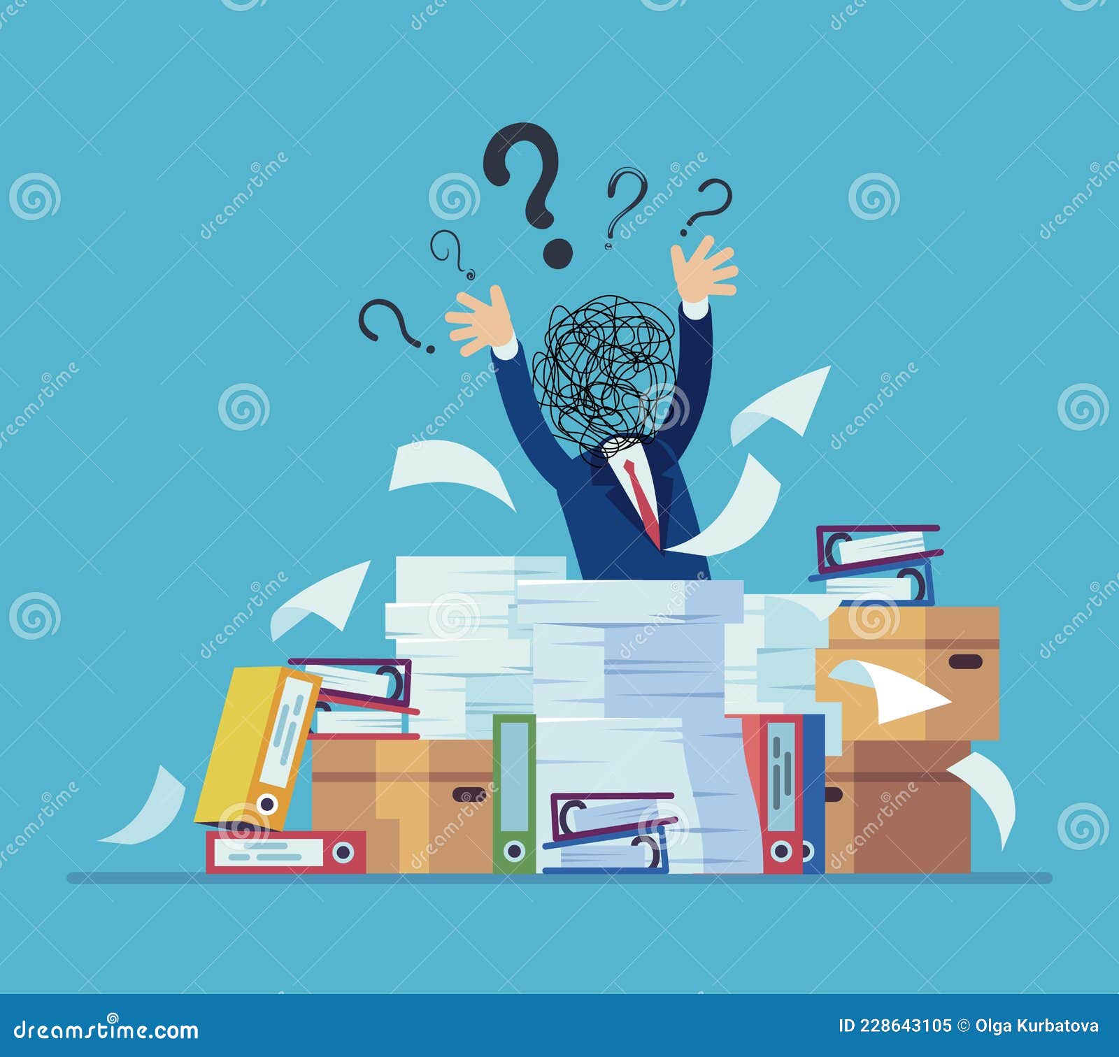 Confusion and Mess. Stressed Man Working in Office. Workplace with ...