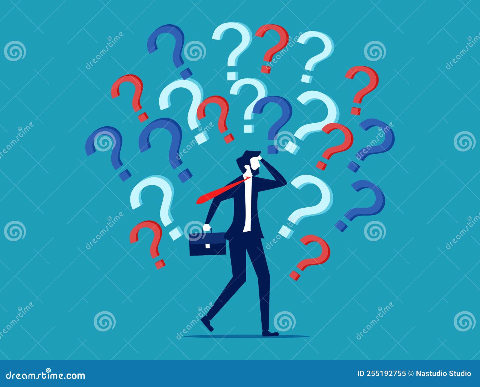 Confusion and Questions or Solutions. Businessman Make Decisions with ...
