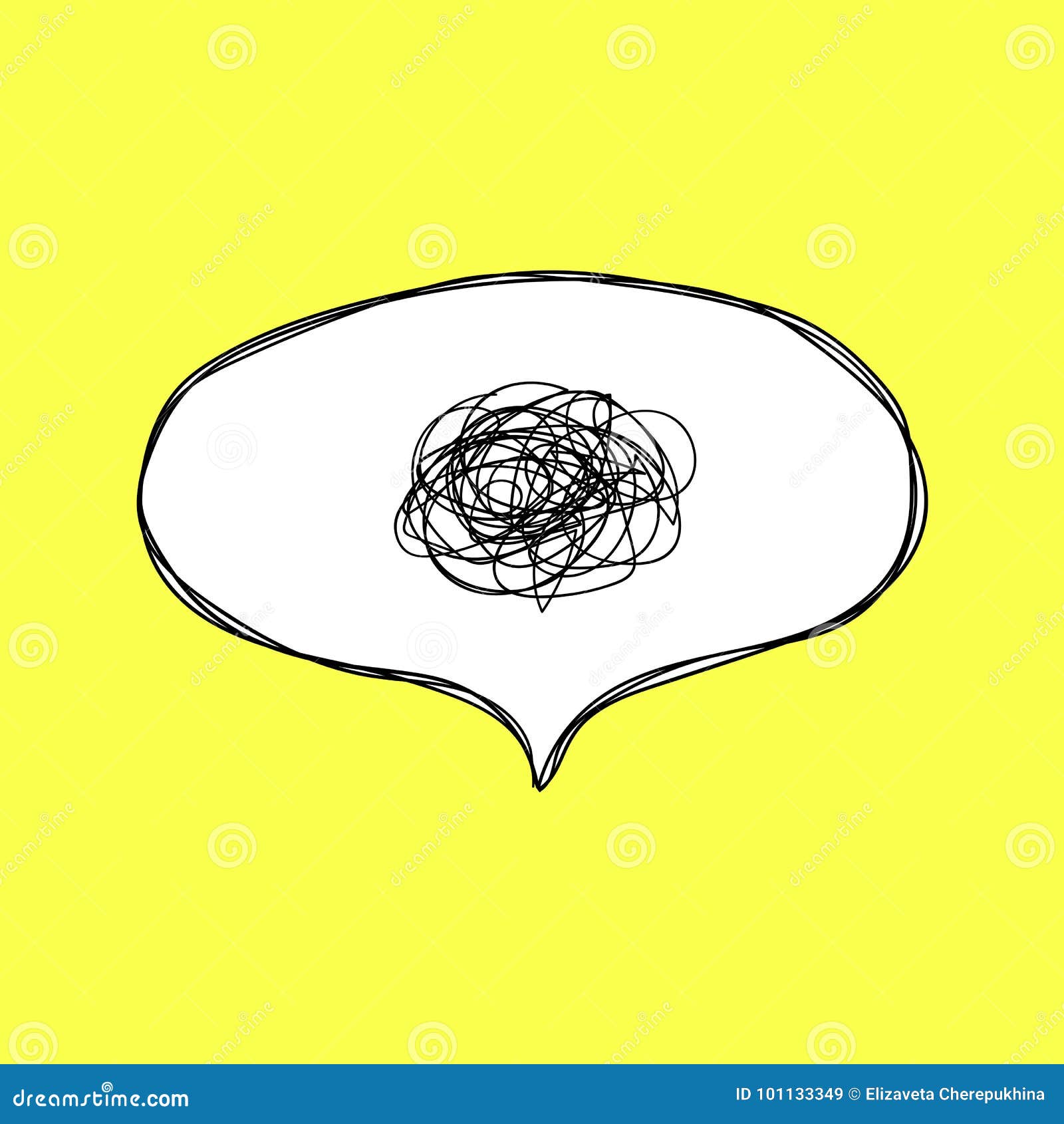 Confusion. Speech Bubble with Tangled Thoughts. Hand Drawn Speech ...