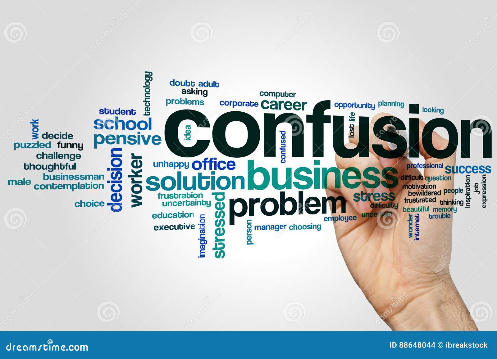 Confusion Word Cloud Concept on Grey Background Stock Illustration ...