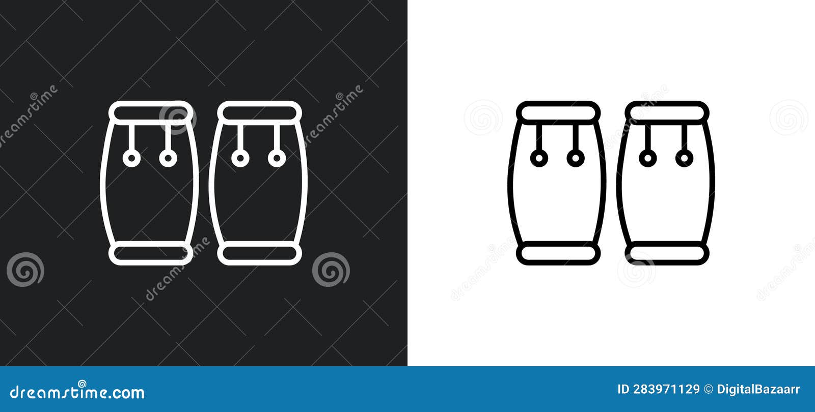 Conga Outline Icon in White and Black Colors. Conga Flat Vector Icon ...