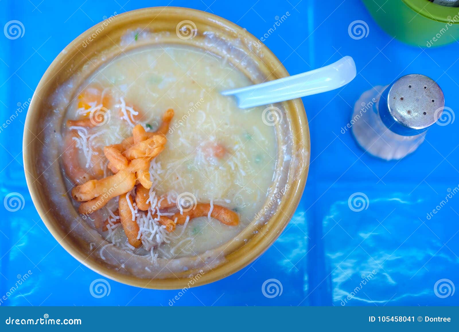 Congee Rice Porridge in Yellow Bowl Stock Image - Image of porridge ...