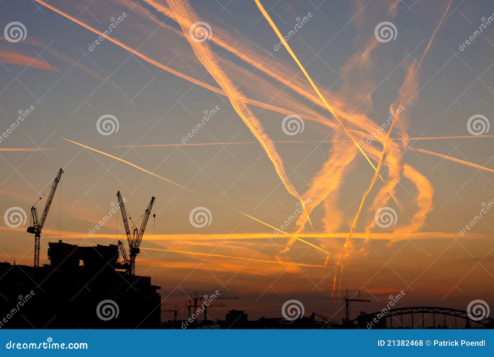Congested Airspace at Sunrise Stock Photo - Image of sunset, congested ...