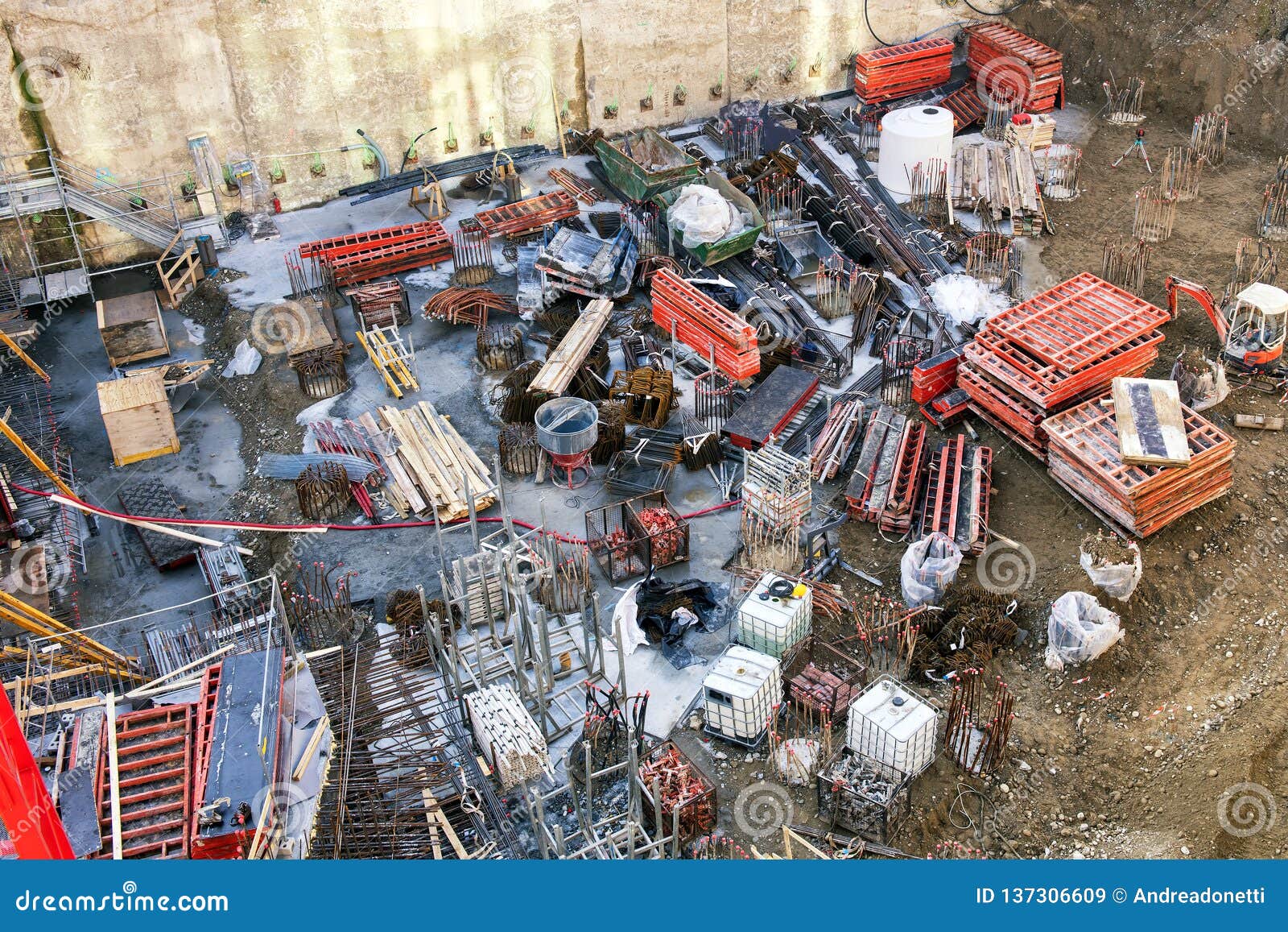 Congested Building Site with Numerous Supplies Stock Image - Image of ...