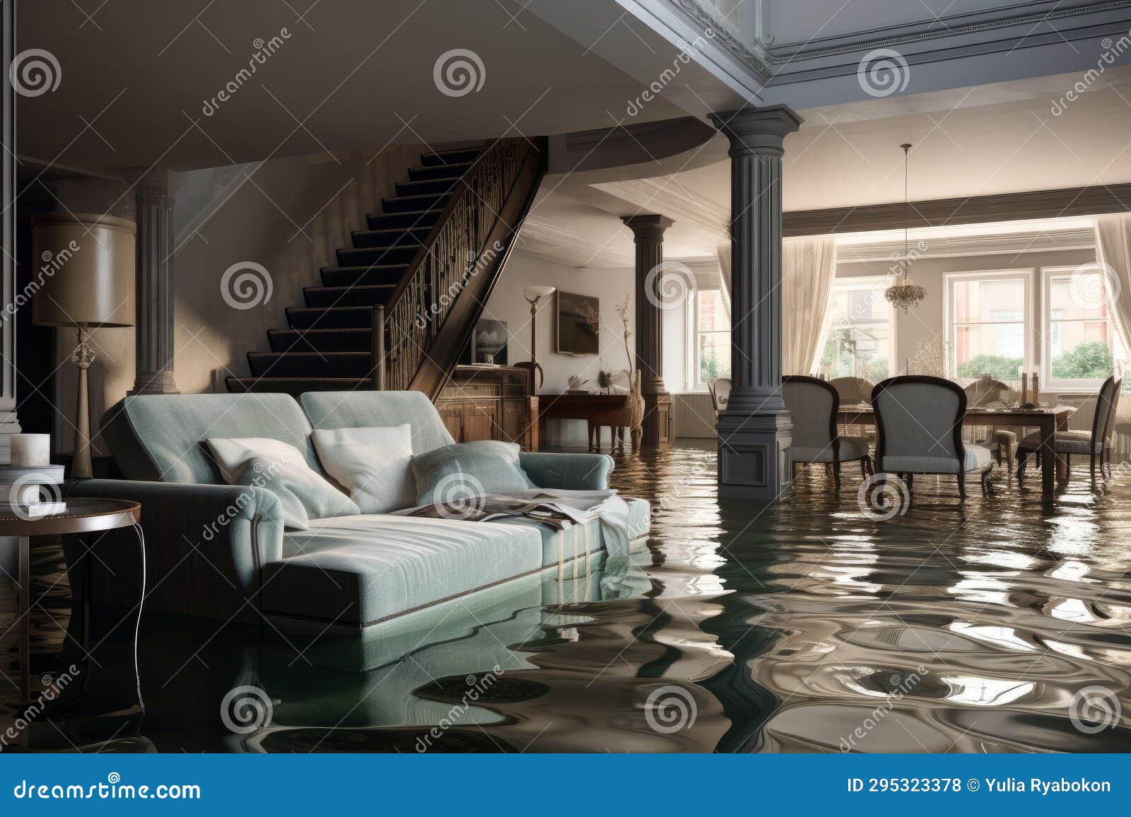 Congested Flooded Flat Interior Room. Generate Ai Stock Illustration ...