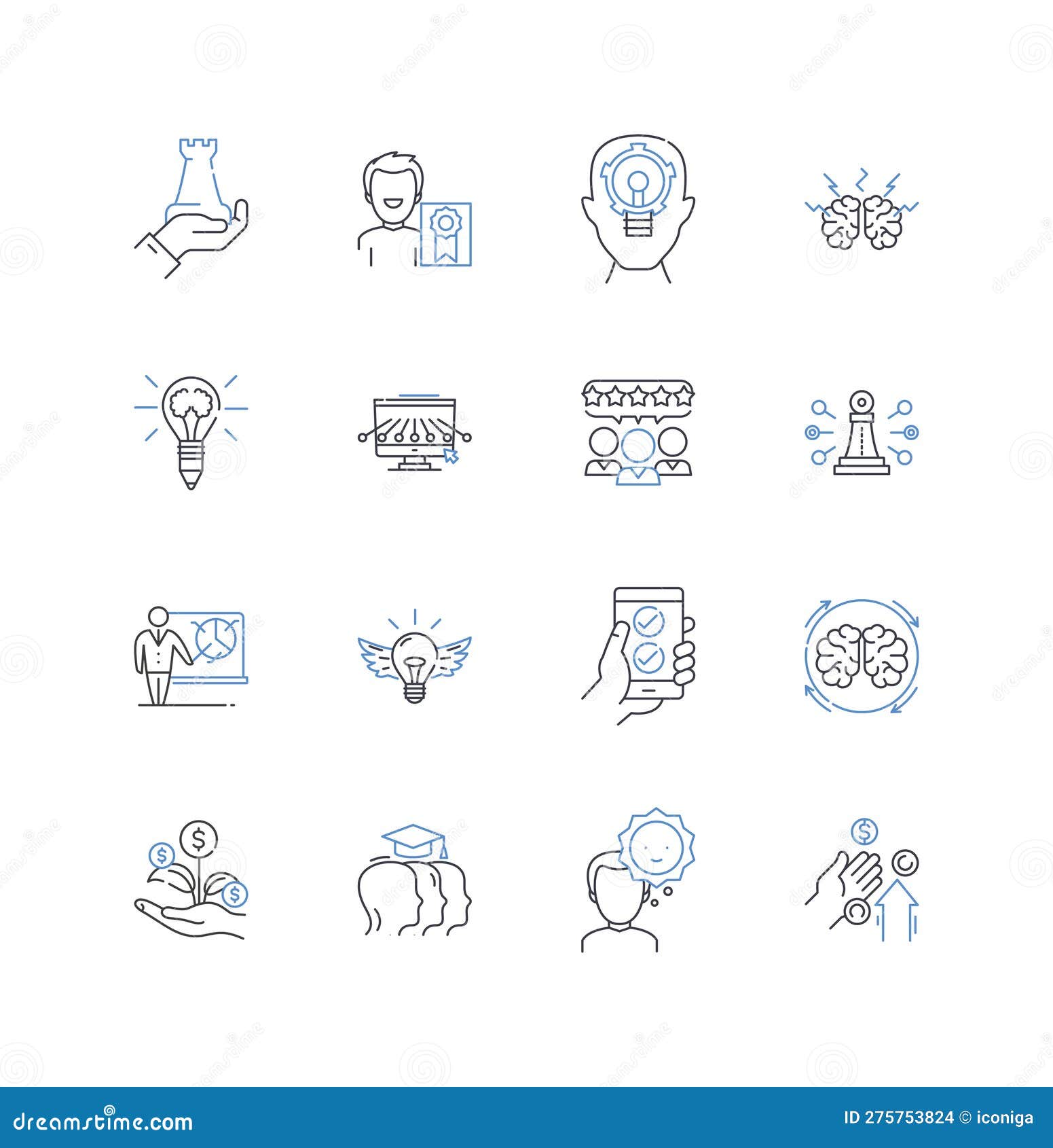Conglomeration Expansion Line Icons Collection Agglomeration Mergers
