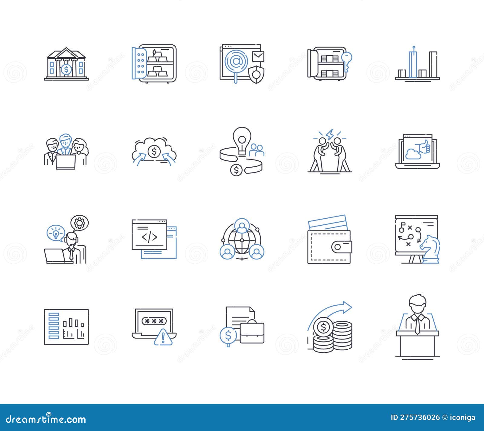 Conglomeration Line Icons Collection Integration Consolidation Merger Acquisitions Synergy
