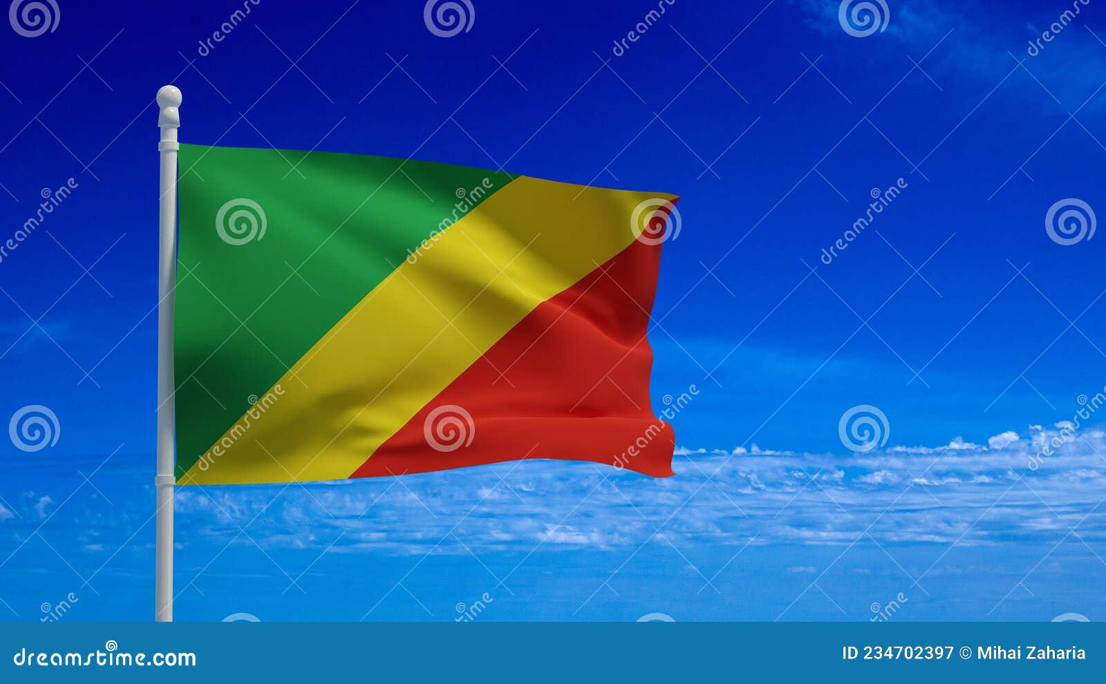 Congo-Brazzaville Flag, Waving in the Wind - 3d Rendering Stock ...