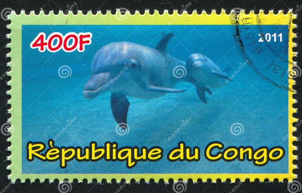 Dolphins printed by Congo editorial stock image. Image of message ...